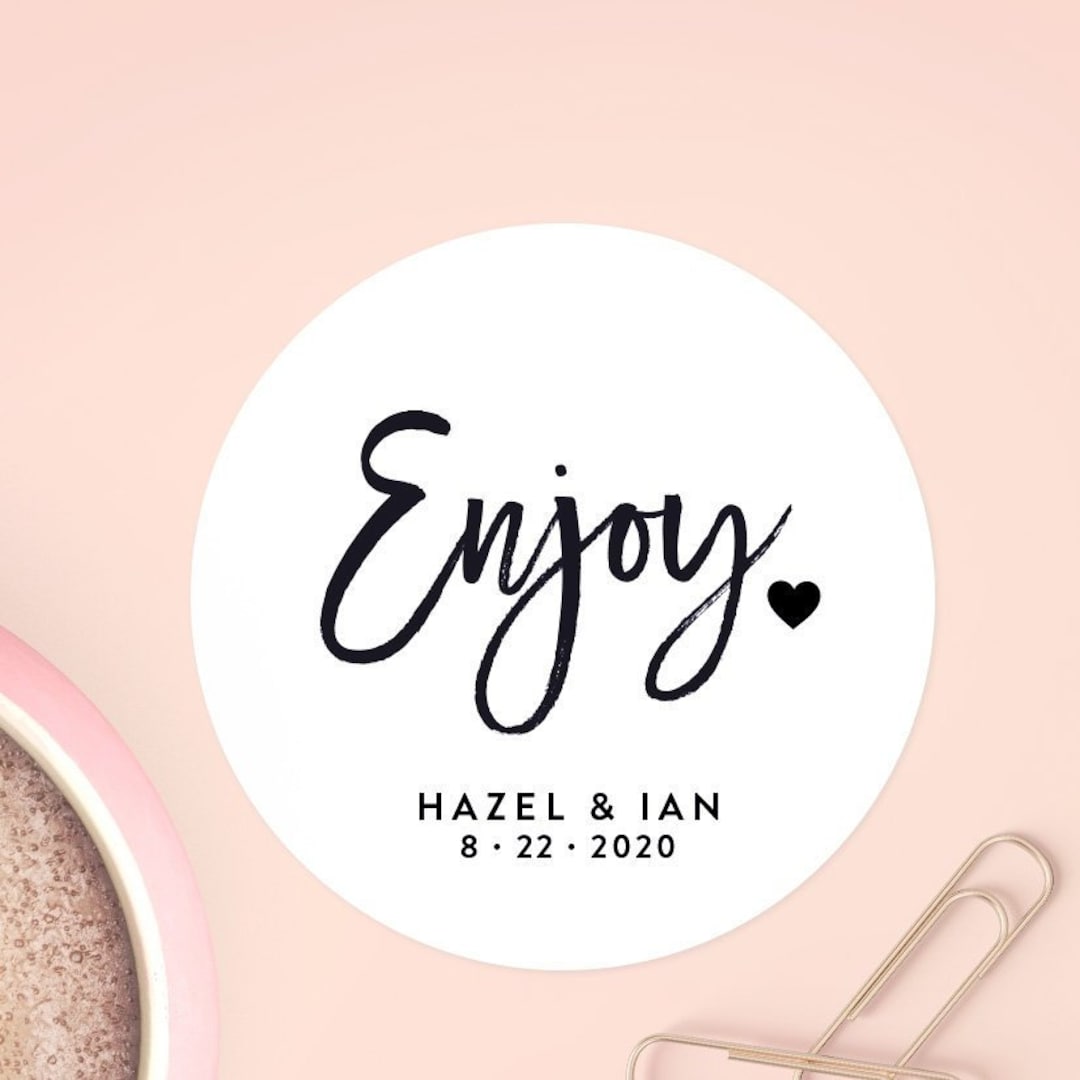 Enjoy Stickers, Wedding Favor Stickers, Gold Foil Wedding Favors ...