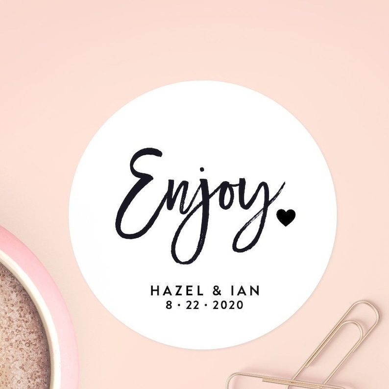 Enjoy Stickers Wedding Favor Stickers Gold Foil Wedding - Etsy