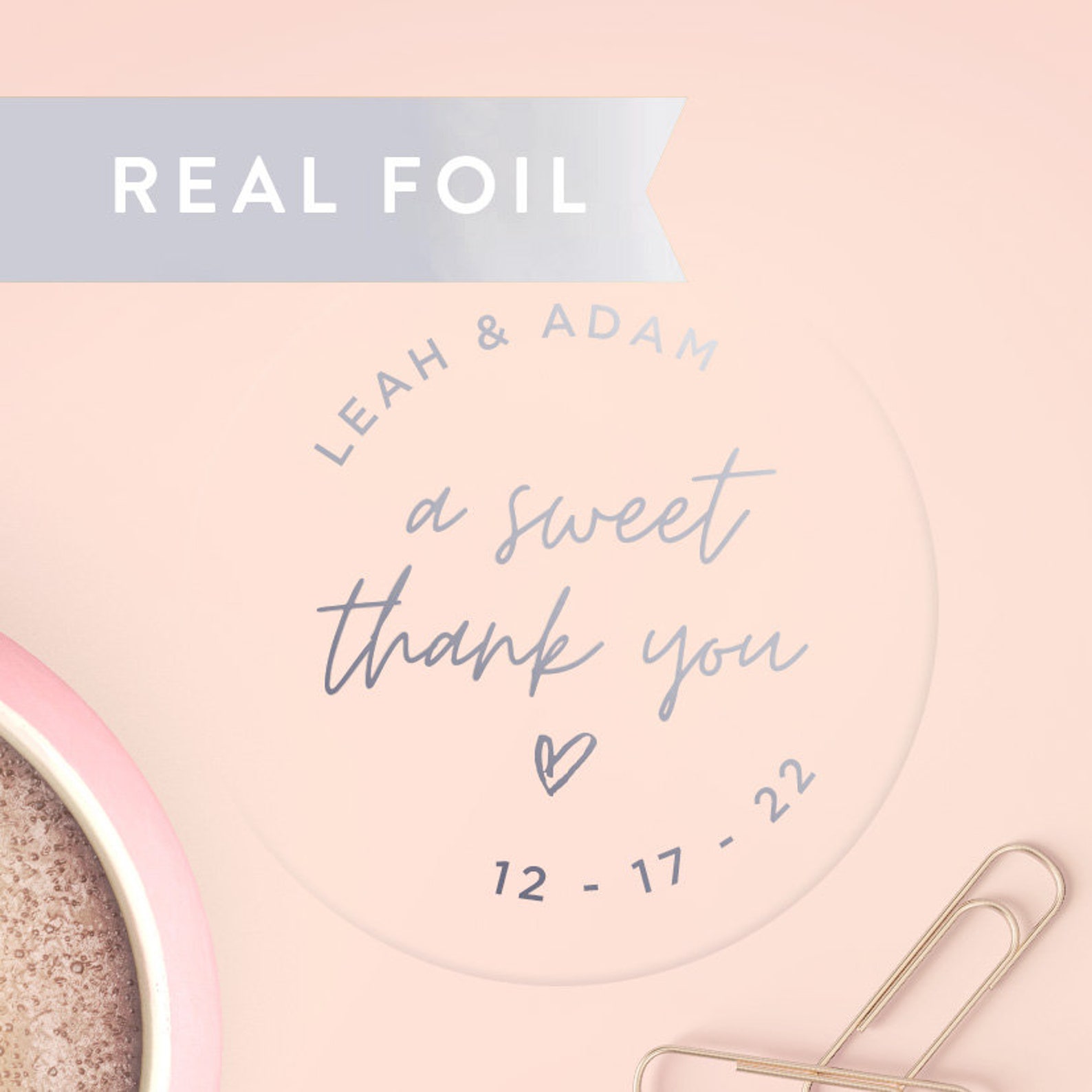A Sweet Thank You Stickers Gold Foil Silver Foil Wedding - Etsy