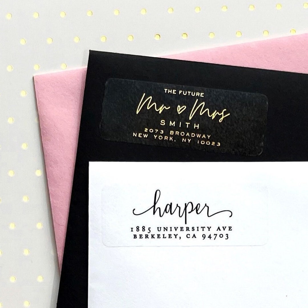 Return Address Labels Clear Address Labels Gold Foil Return - Etsy