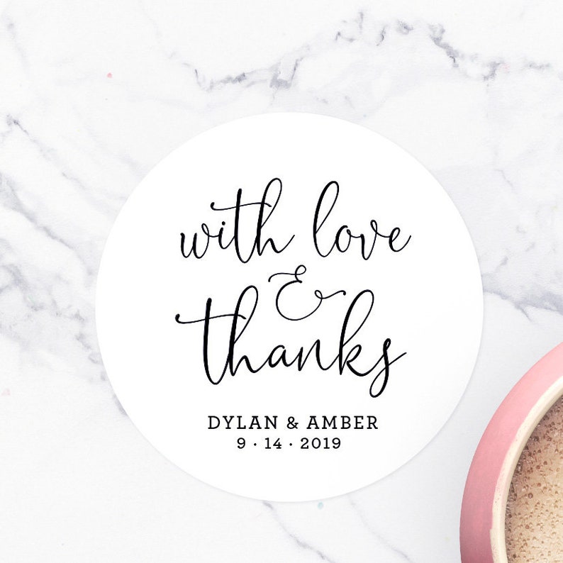 With Love and Thanks Sticker Thank You Sticker Wedding Favor - Etsy