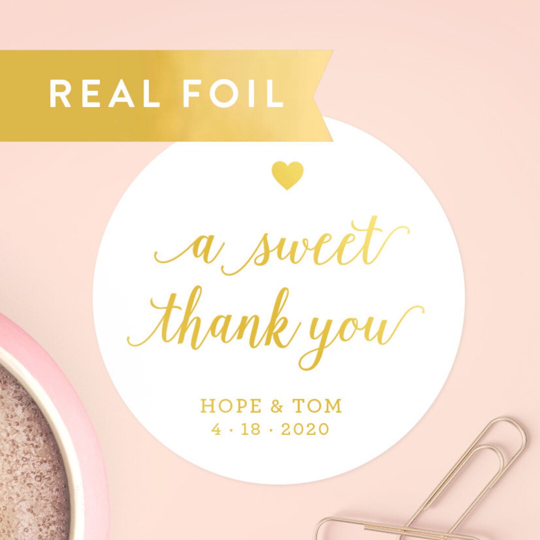 A Sweet Thank You Sticker, Sweet Favor Label, Wedding Favor Stickers ...