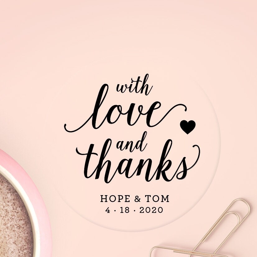 With Love and Thanks Sticker Thank You Stickers Wedding | Etsy