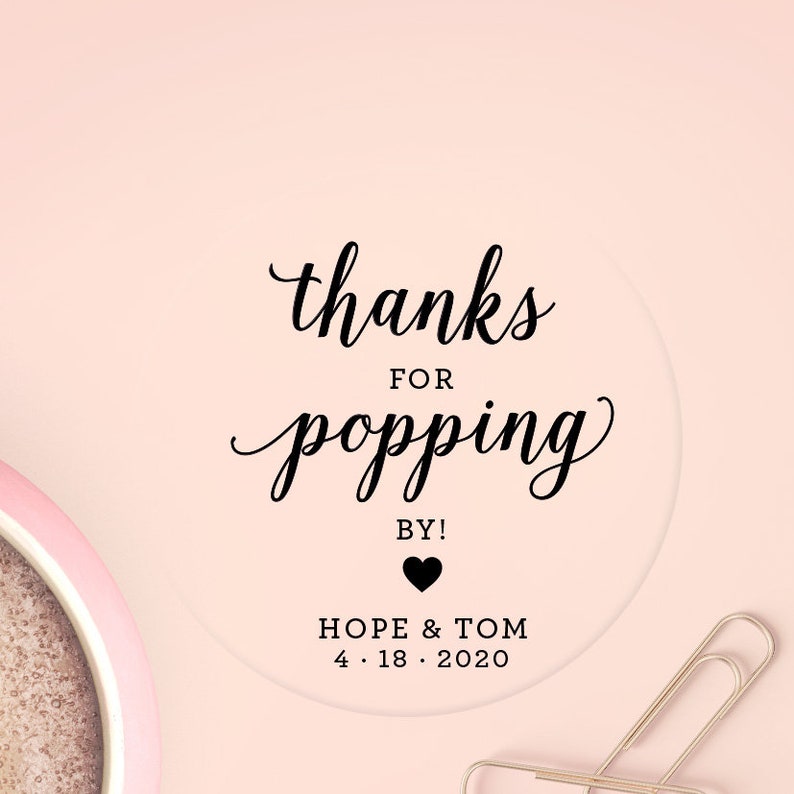 Popcorn Stickers Thanks For Popping By Sticker Party Favor | Etsy