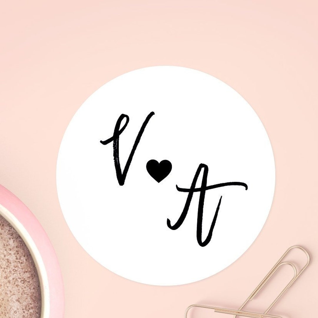 Initials Stickers, Wedding Favor Stickers, Wedding Stickers, Gold ...