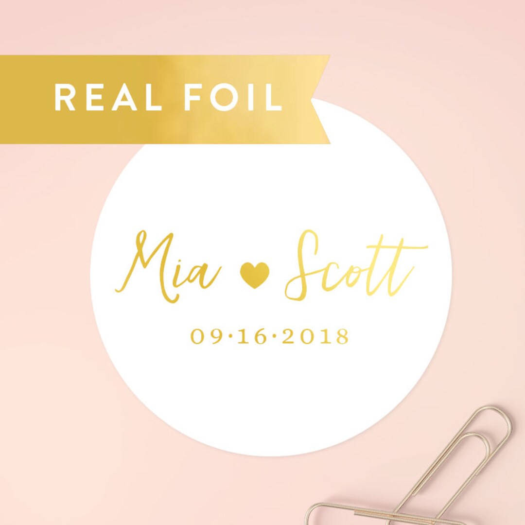 Gold Wedding Stickers, Wedding Favors Stickers, Foil Stickers, Wedding ...