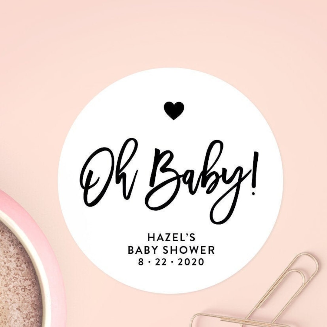 Baby Shower Stickers, Oh Baby Stickers, Baby Favor Sticker, Gold Foil ...