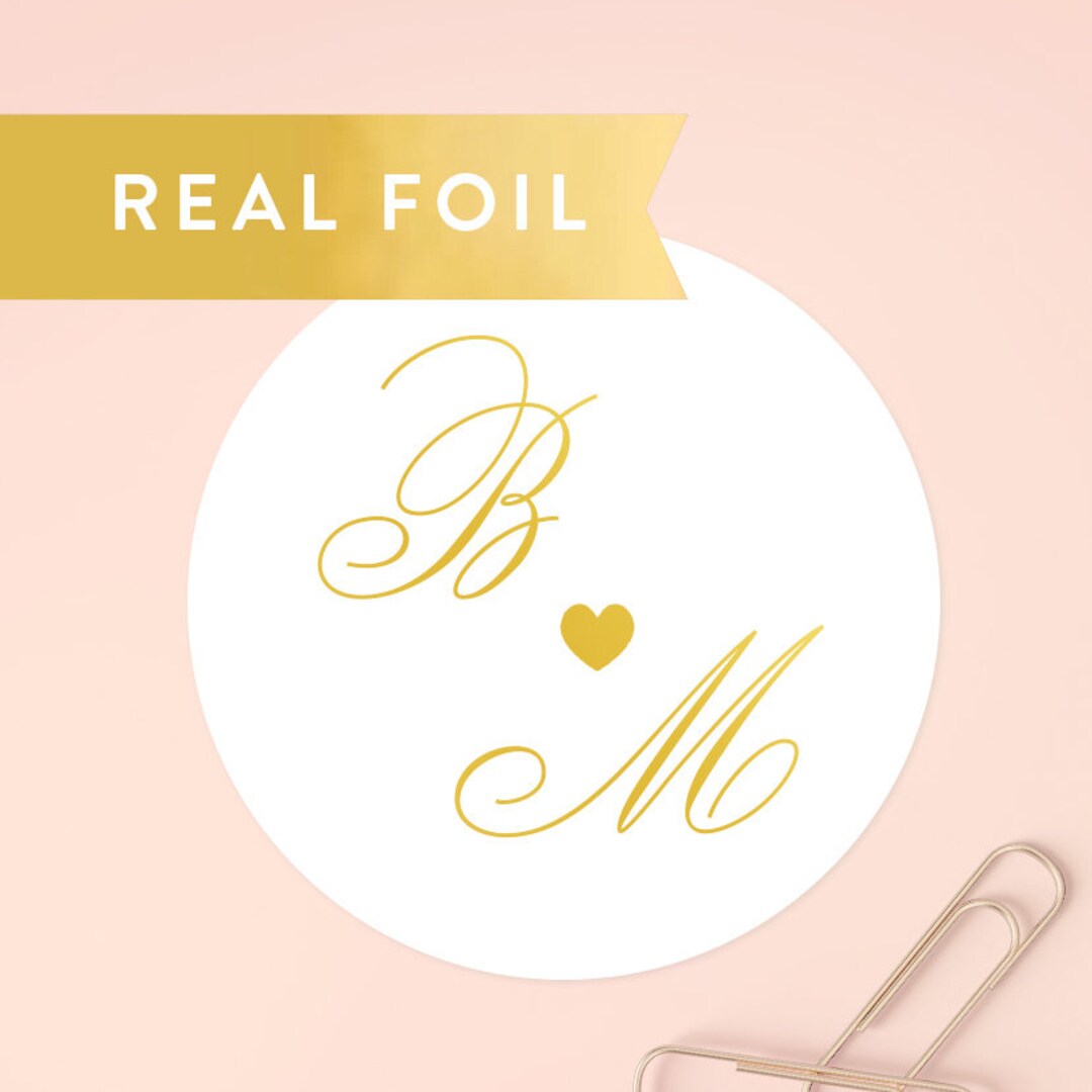 Initials Sticker, Gold Monogram Sticker, Wedding Stickers, Envelope ...