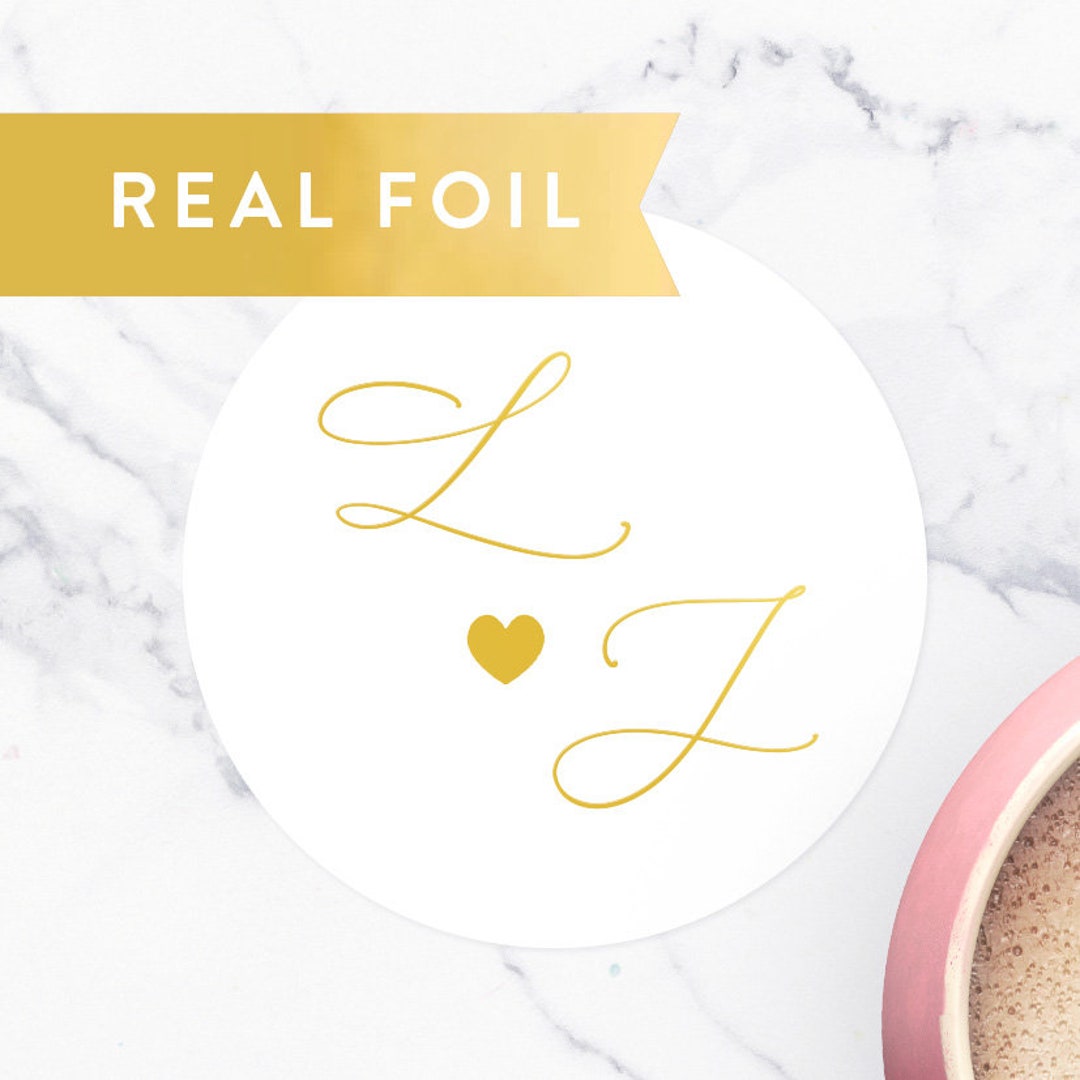 Initials Sticker, Wedding Stickers, Gold Monogram Sticker, Envelope ...