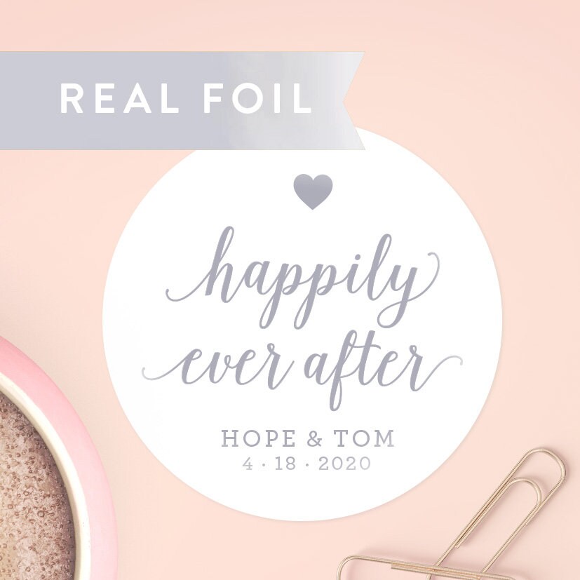 Happily Ever After Stickers Wedding Favor Sticker Thank You | Etsy