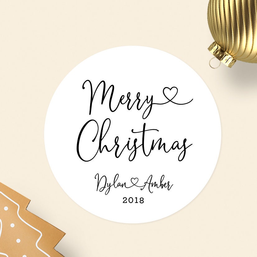 Gold Christmas Stickers Calligraphy Sticker Personalized - Etsy