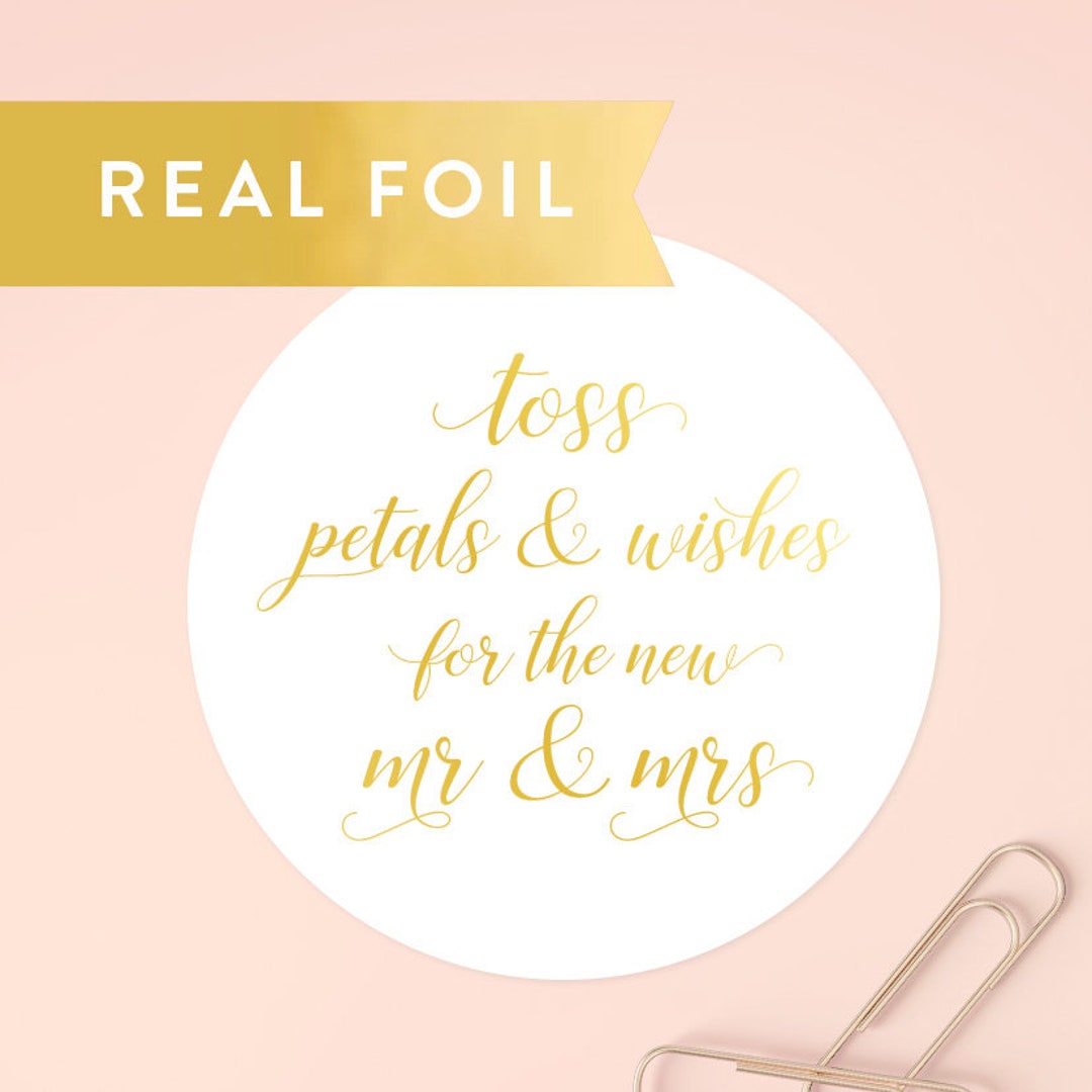 Toss Petals and Wishes for the New Mr & Mrs Stickers, Confetti Wedding ...
