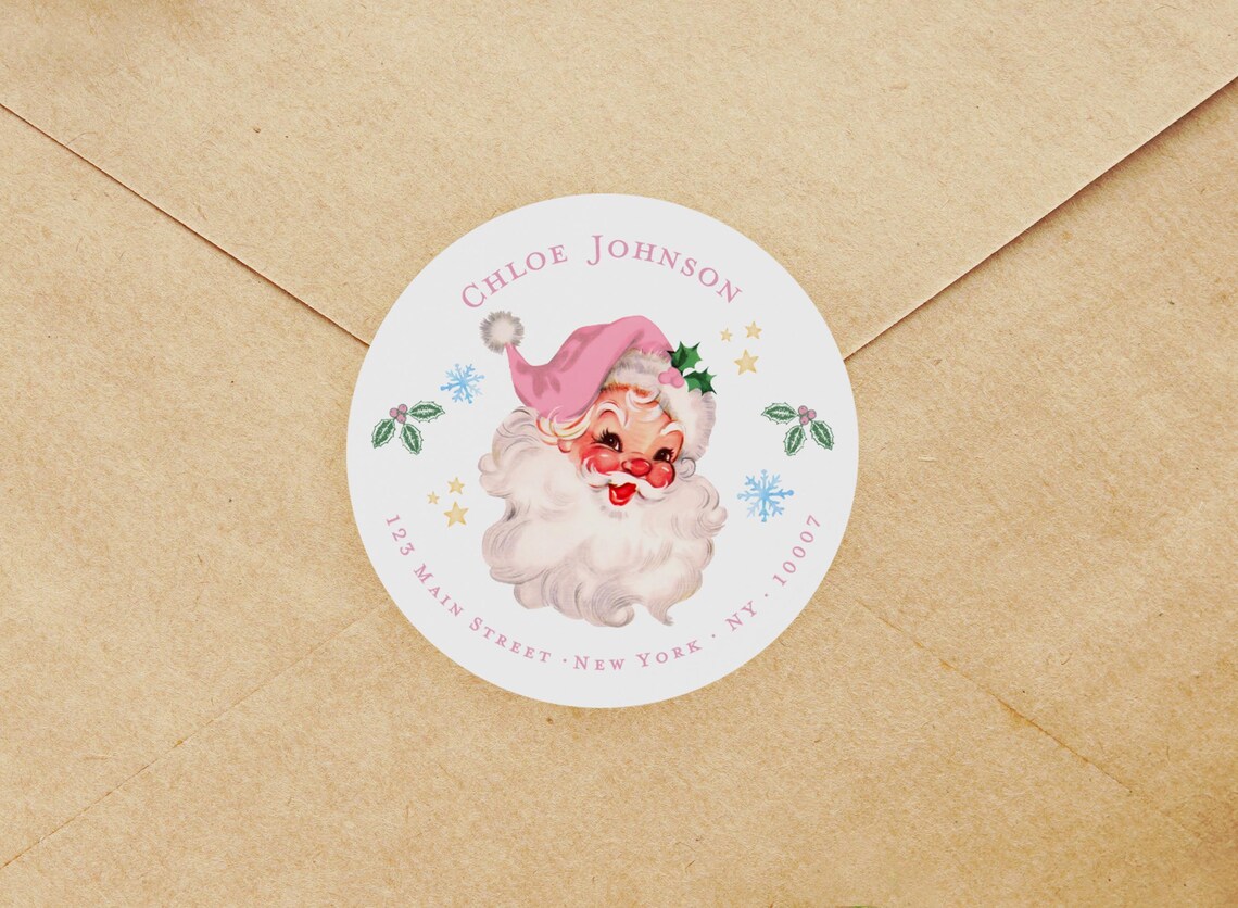 Christmas Address Labels, Pink Christmas Tree Truck Return Stickers ...