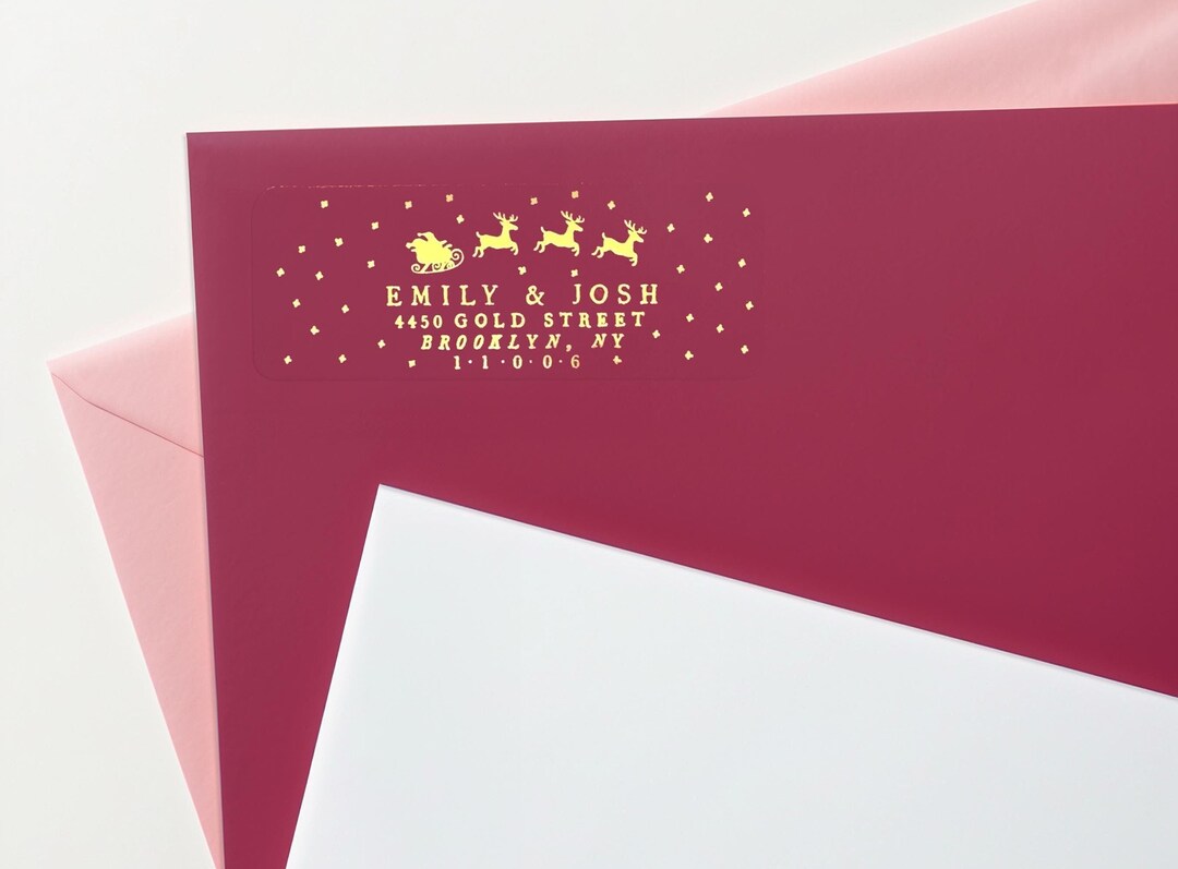 Christmas Address Labels, Gold Christmas Return Address Labels ...