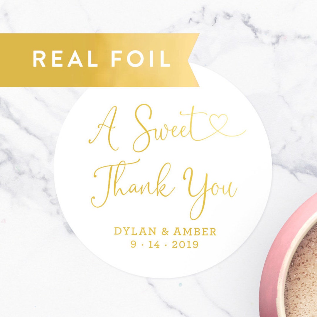 A Sweet Thank You Sticker, Sweet Favor Label, Wedding Favor Stickers ...