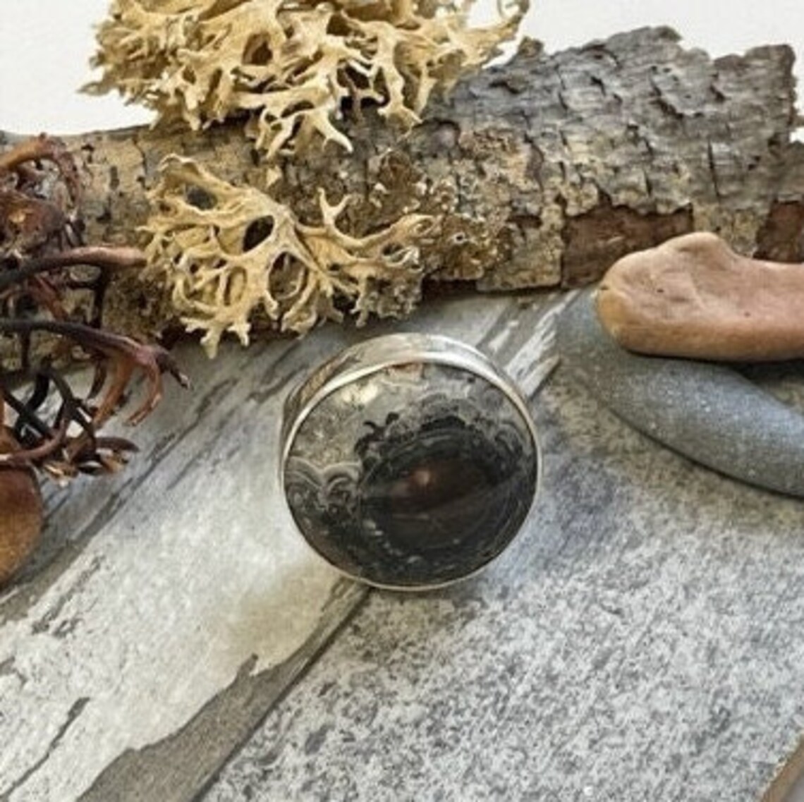 Galaxy Rhyolite Ring Round Statement Ring - Etsy