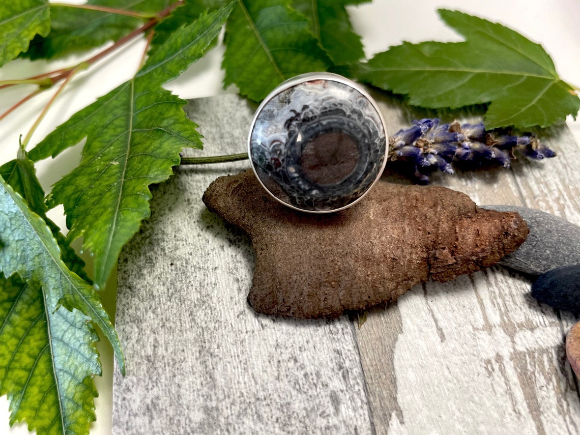 Galaxy Rhyolite Ring Round Statement Ring - Etsy