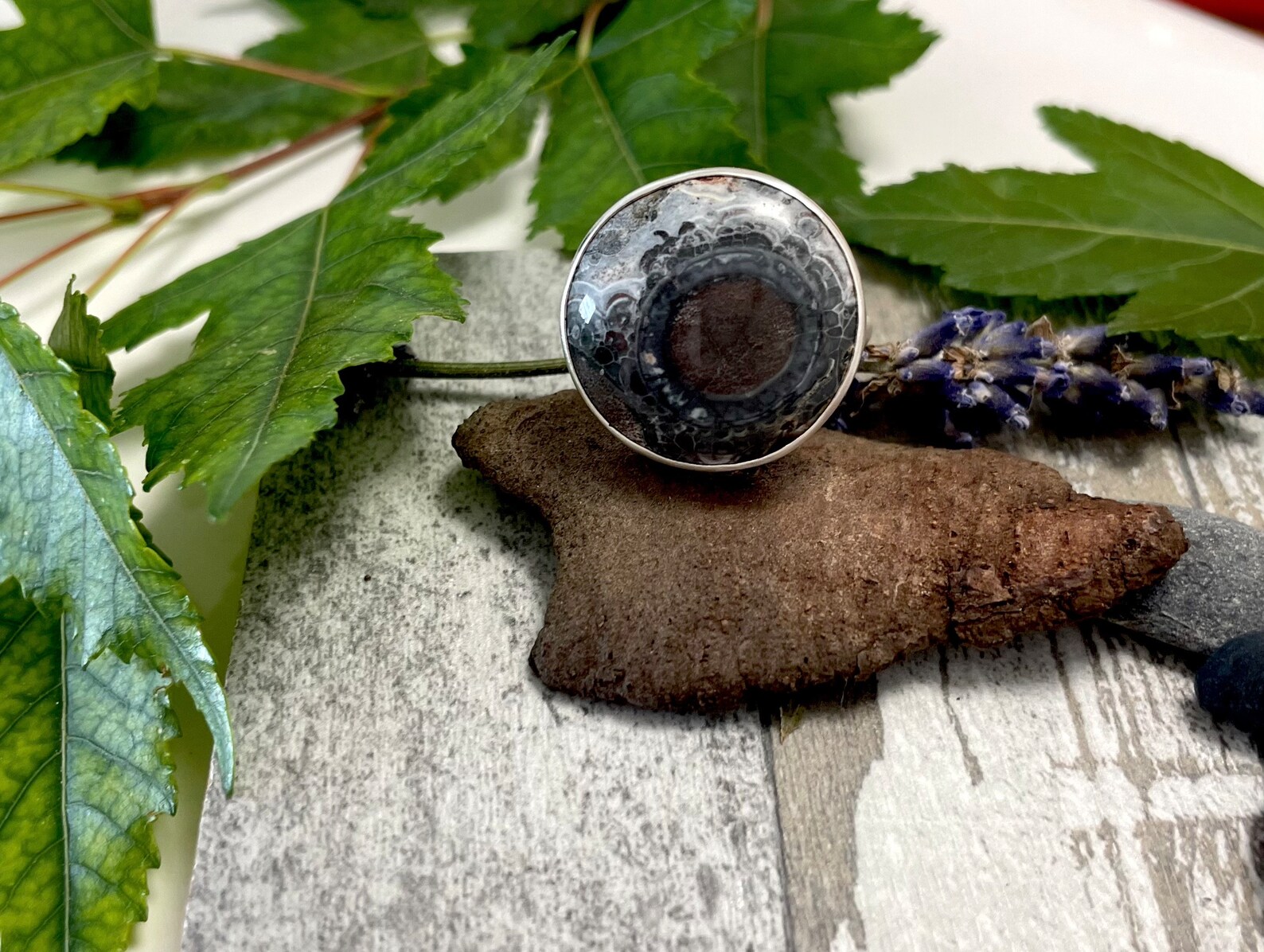 Galaxy Rhyolite Ring Round Statement Ring - Etsy