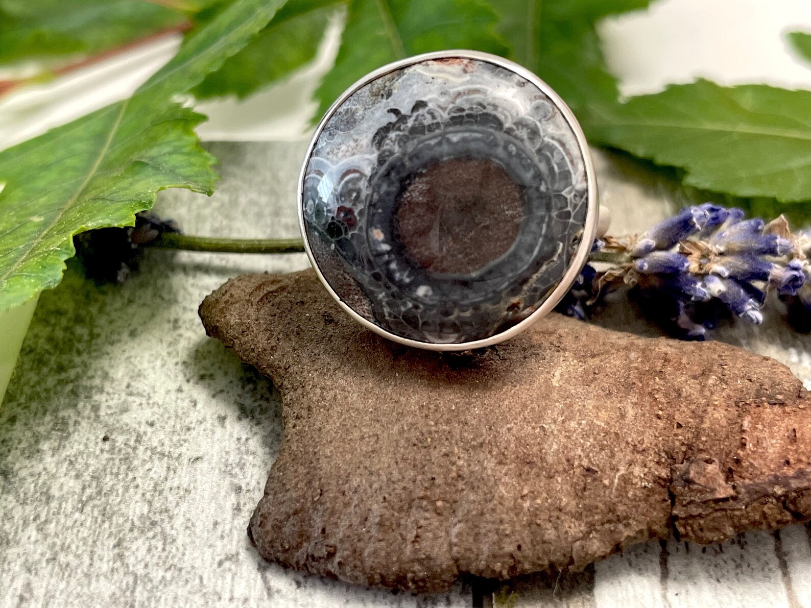 Galaxy Rhyolite Ring Round Statement Ring - Etsy