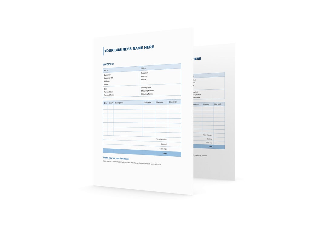 Invoice Template Word Docx Business Editable Custom Invoice Printable ...