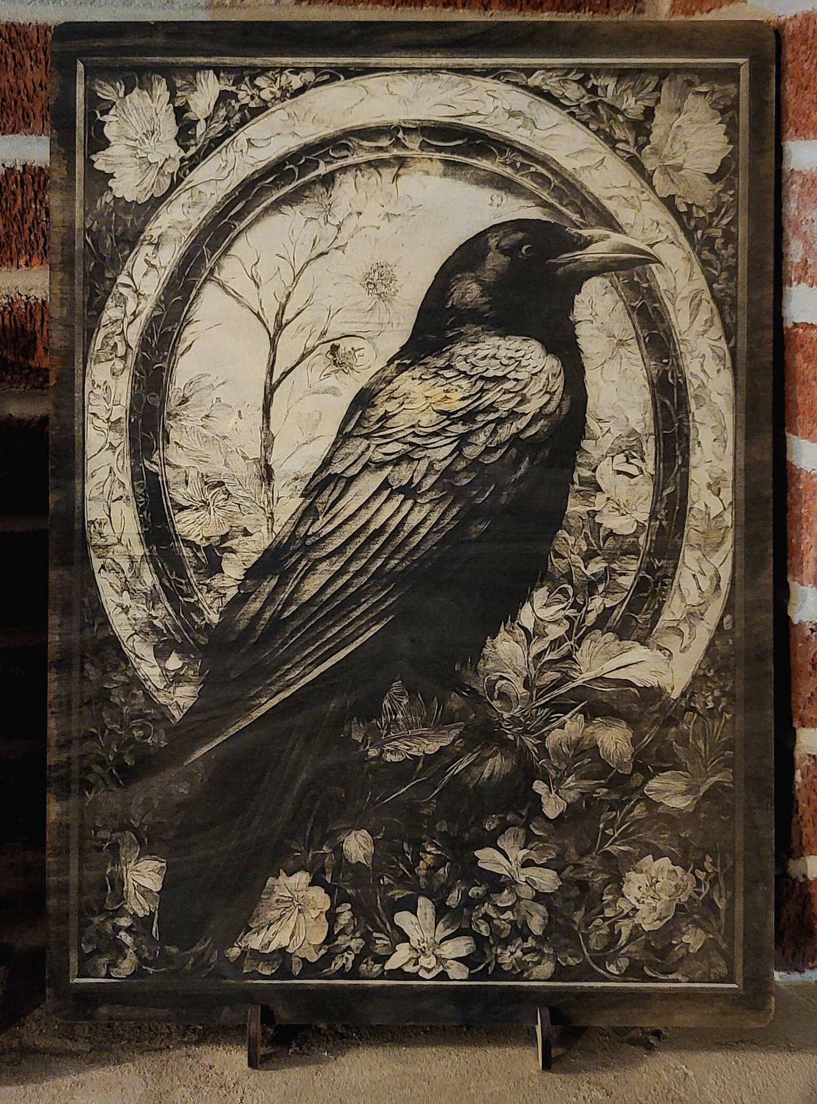 Floral Raven PNG for Laser Engrave/burn, Glowforge/lightburn Compatible ...