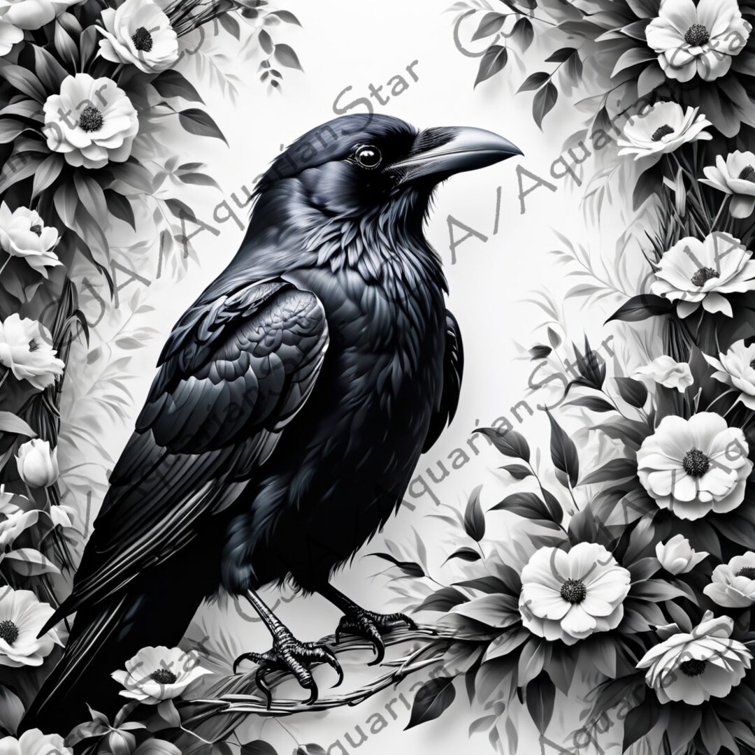 Floral Raven for Laser Engrave/burn, Glowforge/lightburn Compatible ...