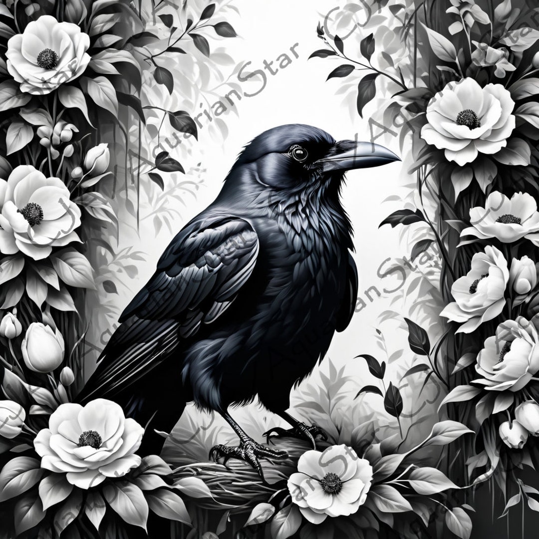 Floral Raven for Laser Engrave/burn, Glowforge/lightburn Compatible ...