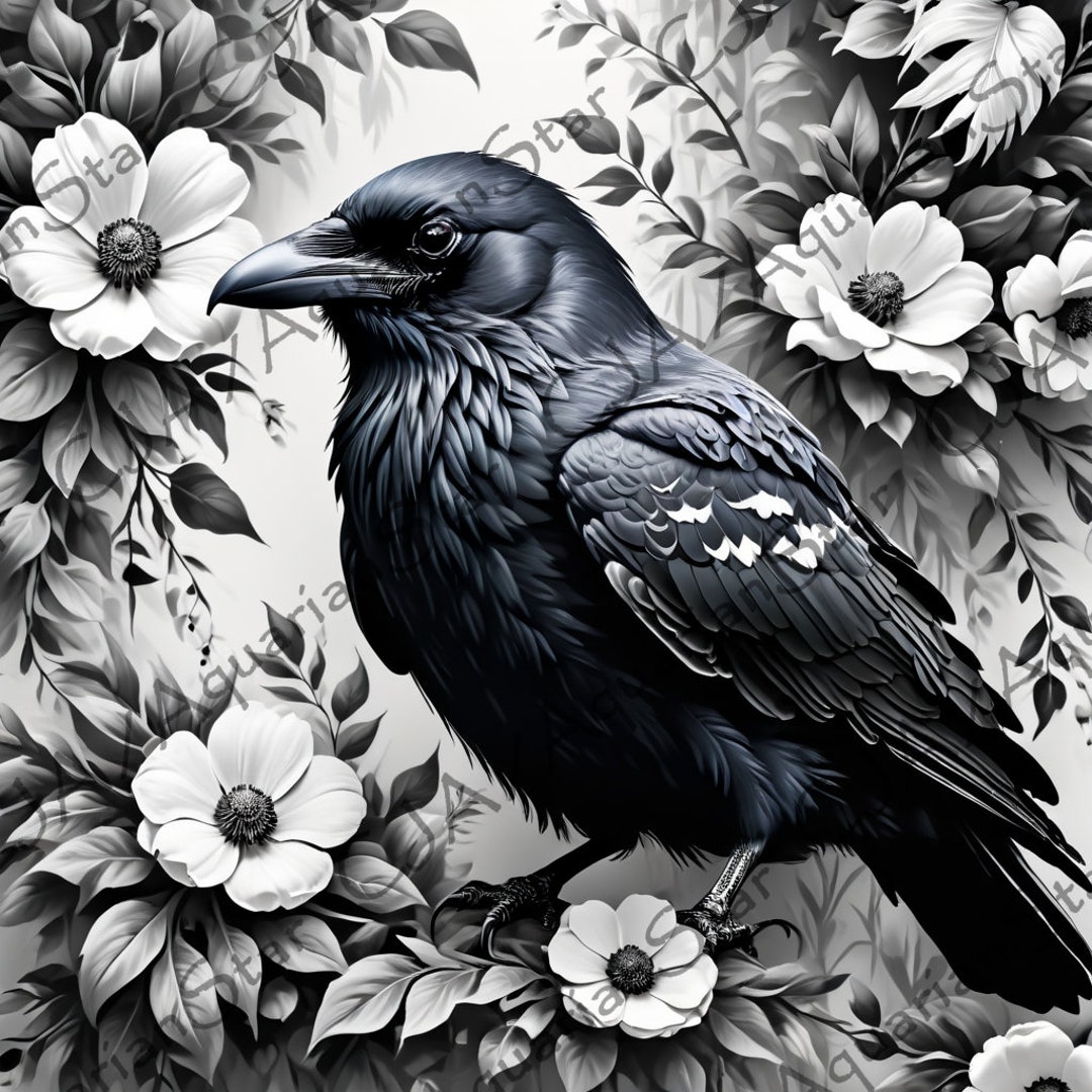 Floral Raven for Laser Engrave/burn, Glowforge/lightburn Compatible ...