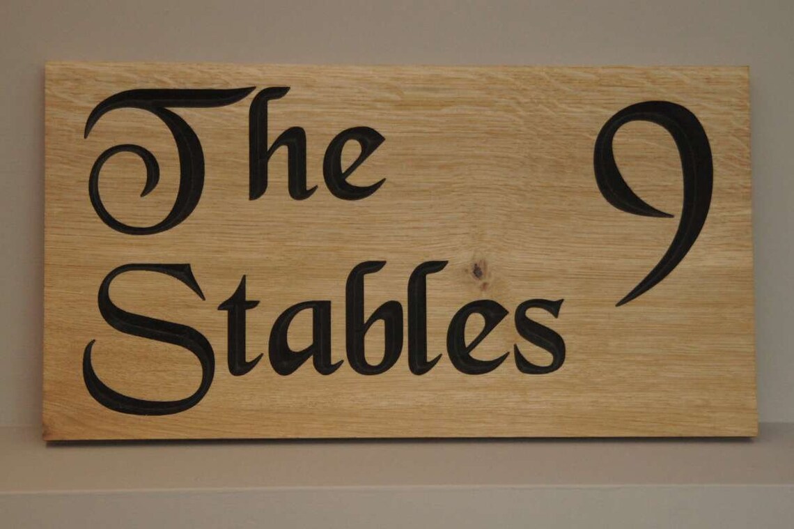 Oak House Sign Carved Personalised Custom Engraved Wooden | Etsy UK