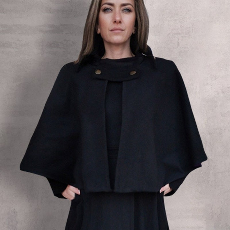 Black Cape Coat for Fall - Etsy