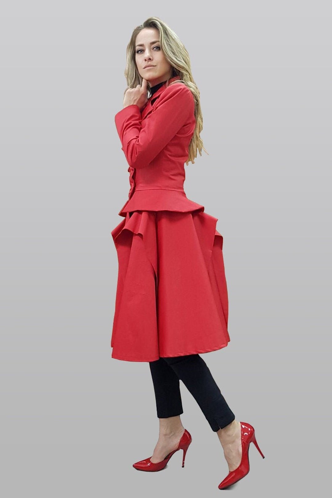Red Trench Coat, Fall Style, Avant Garde Coat, Futuristic Clothing ...