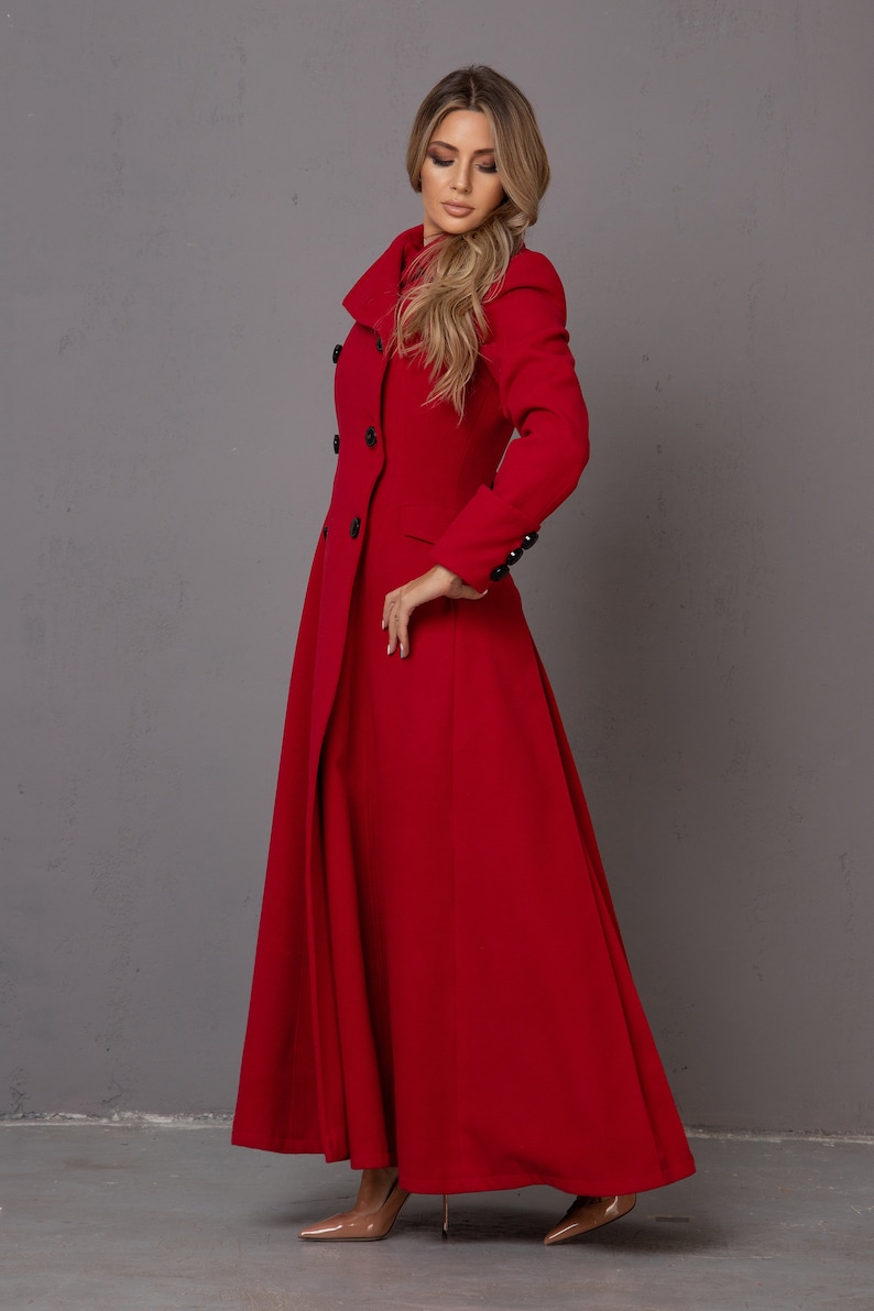Unique Full Length Coat With Buttons, Edwardian Walking Maxi Overcoat ...