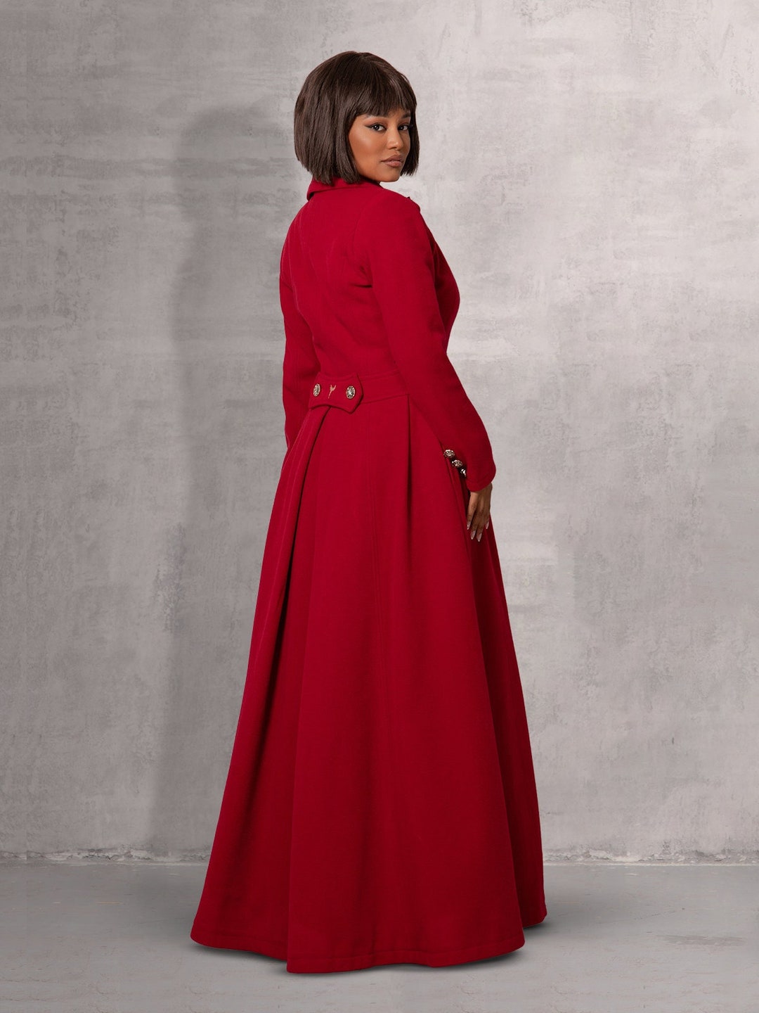 Floor Length Princess Cut Coat for Winter - Plus Size Wool Cashmere ...