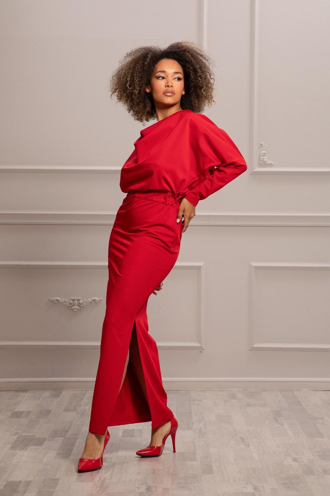 Red Wedding Guest Dress, Red Formal Dress, Cocktail Dress, Womens ...