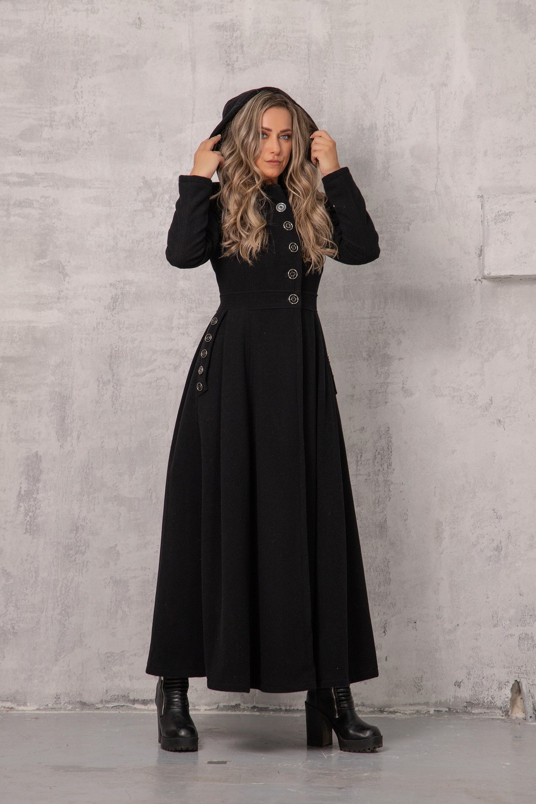 Floor Length Coat, Long Wool Coat, Victorian Coat, Gothic Overcoat ...