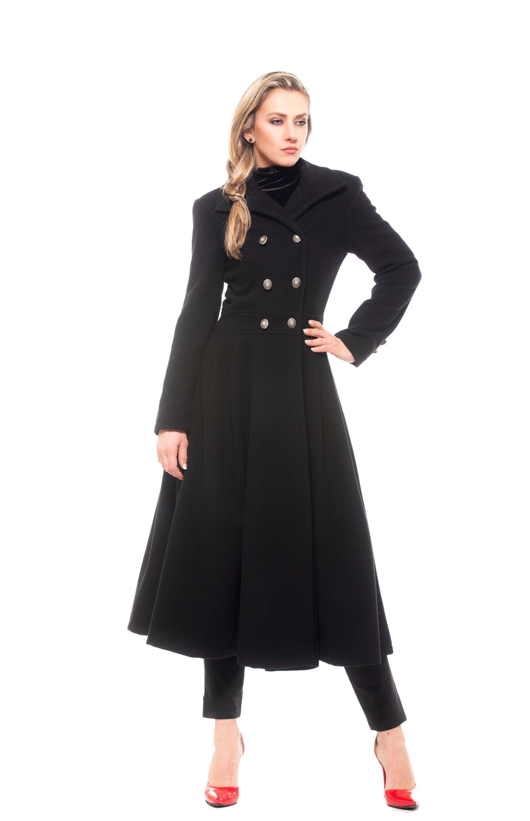 Wool Princess Coat, Fit and Flare Coat, 1950s Style Coat -US PREPAID ...