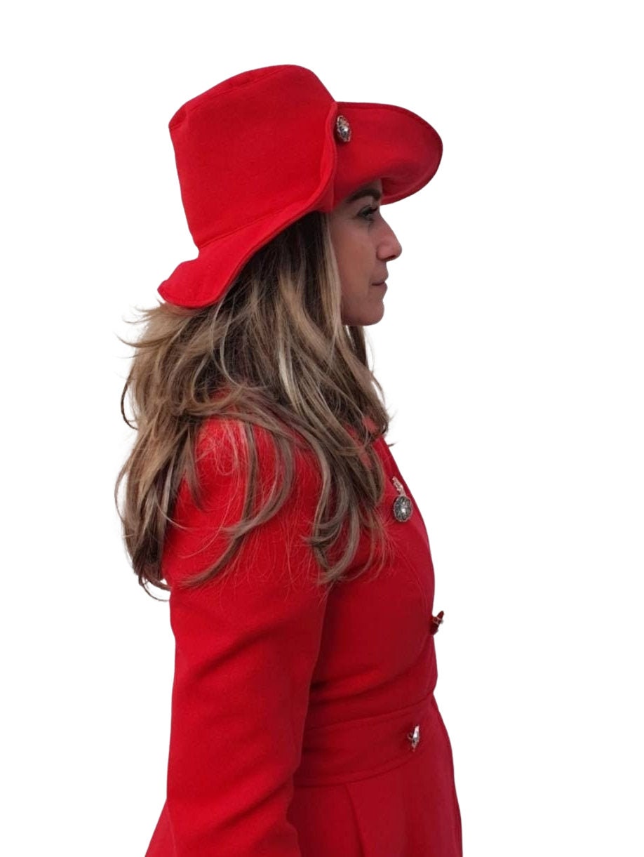 Elegant Bucket Hat, Winter Sun Hat, Cashmere Sun Hat in Red, Wool Hat ...