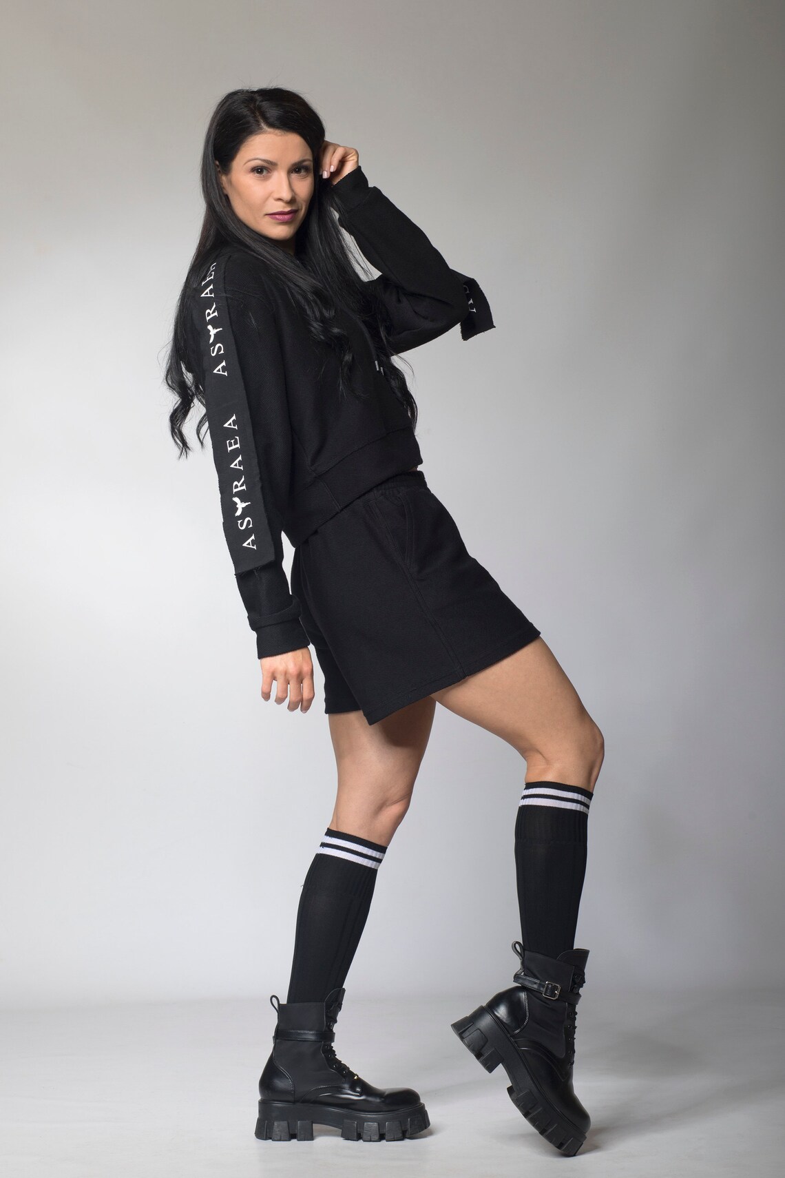 Cropped Hoodie and Shorts Set, Two Piece Lounge Wear Set for Women ...