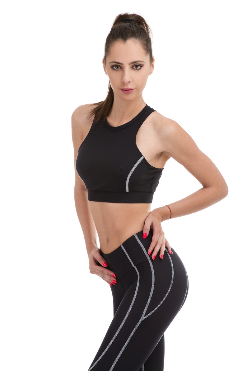 Workout Clothing Set, Sports Bra With Yoga Leggings and Workout Top ...