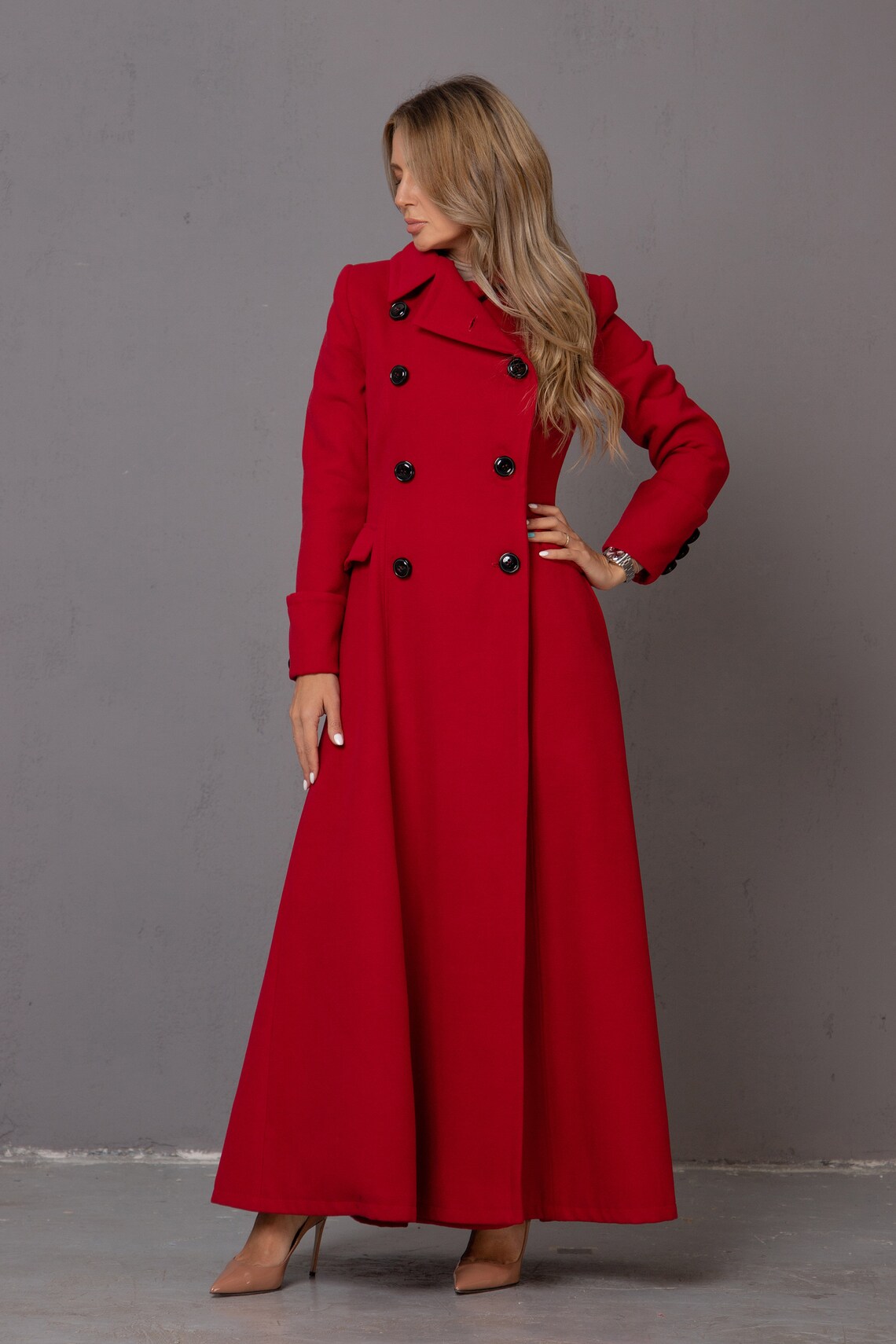 Unique Full Length Coat With Buttons, Edwardian Walking Maxi Overcoat ...