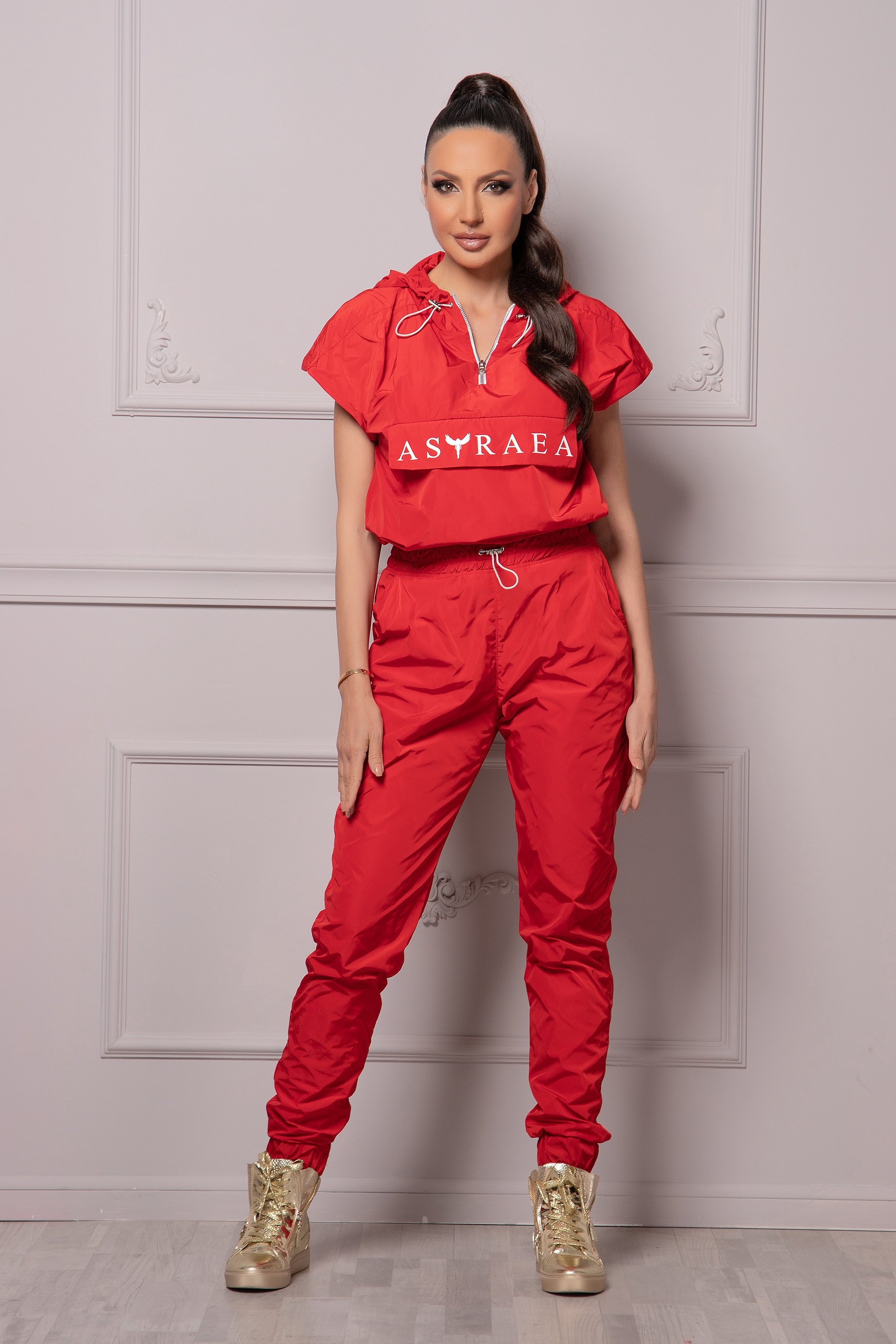 NEW Athleisure Set in Red, Hooded Joggers Outfit, 2 Piece Athletic Set ...
