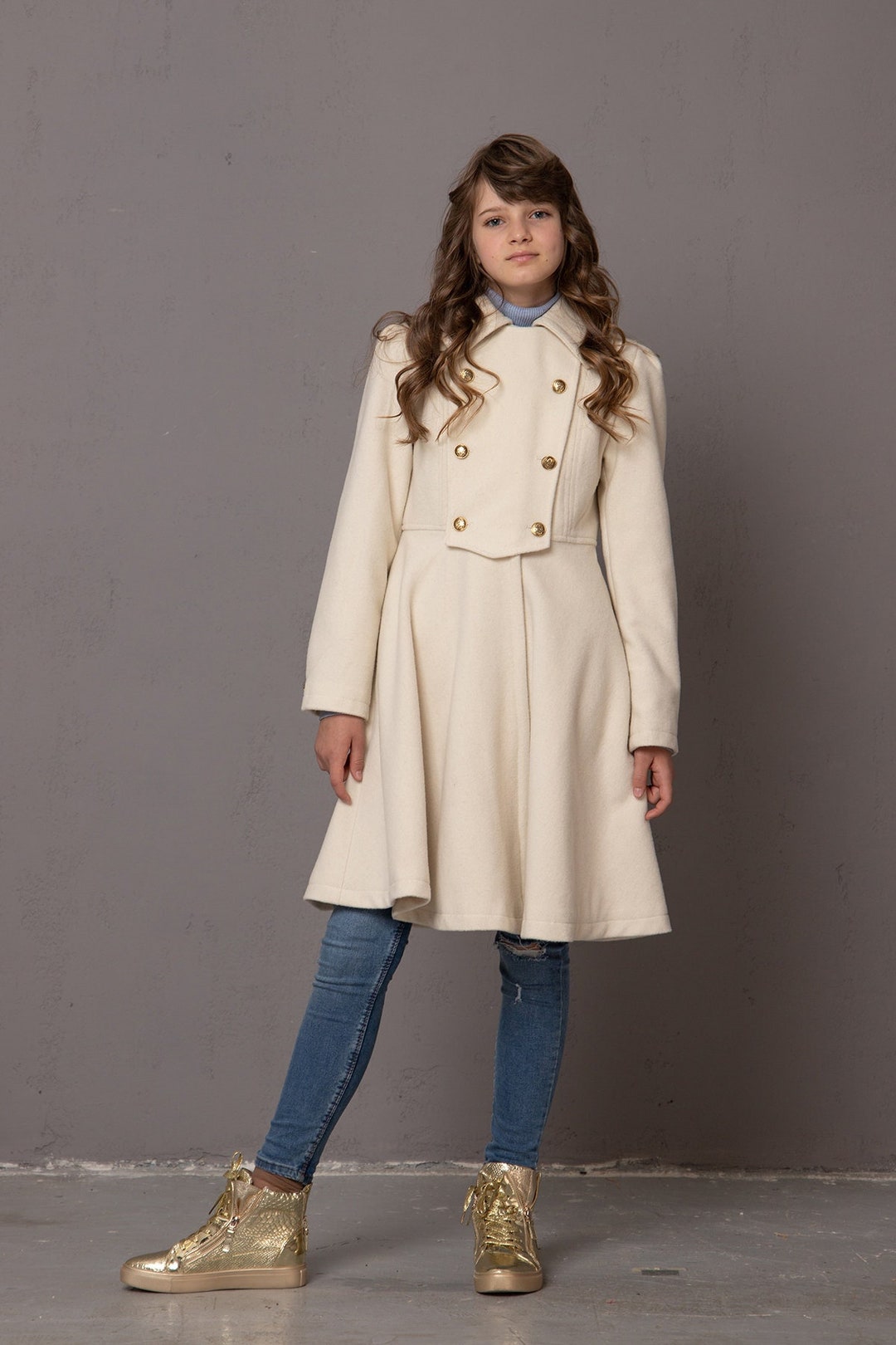 Ivory White Skating Coat for Junior Girl - Vintage Inspired Coat ...