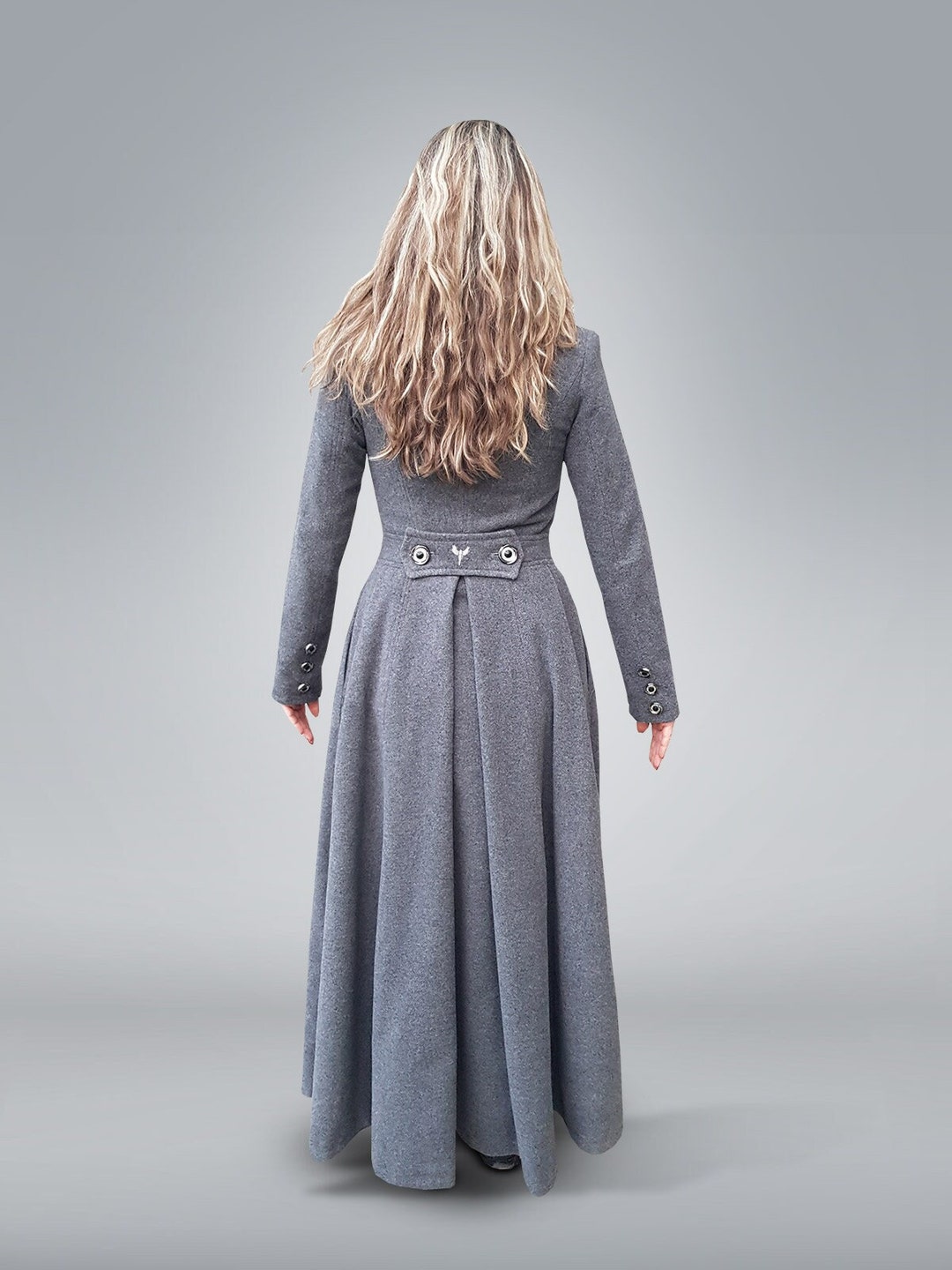 Long Princess Coat, Fit and Flare Coat, Victorian Coat, Wool Overcoat ...