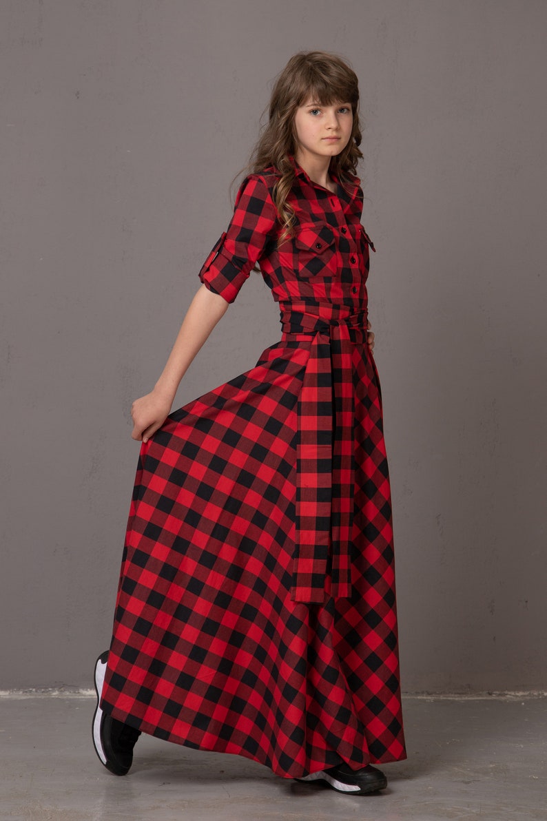 Red Tartan Dress, Plaid Girl Dress, Matching Family Dress, Kids ...