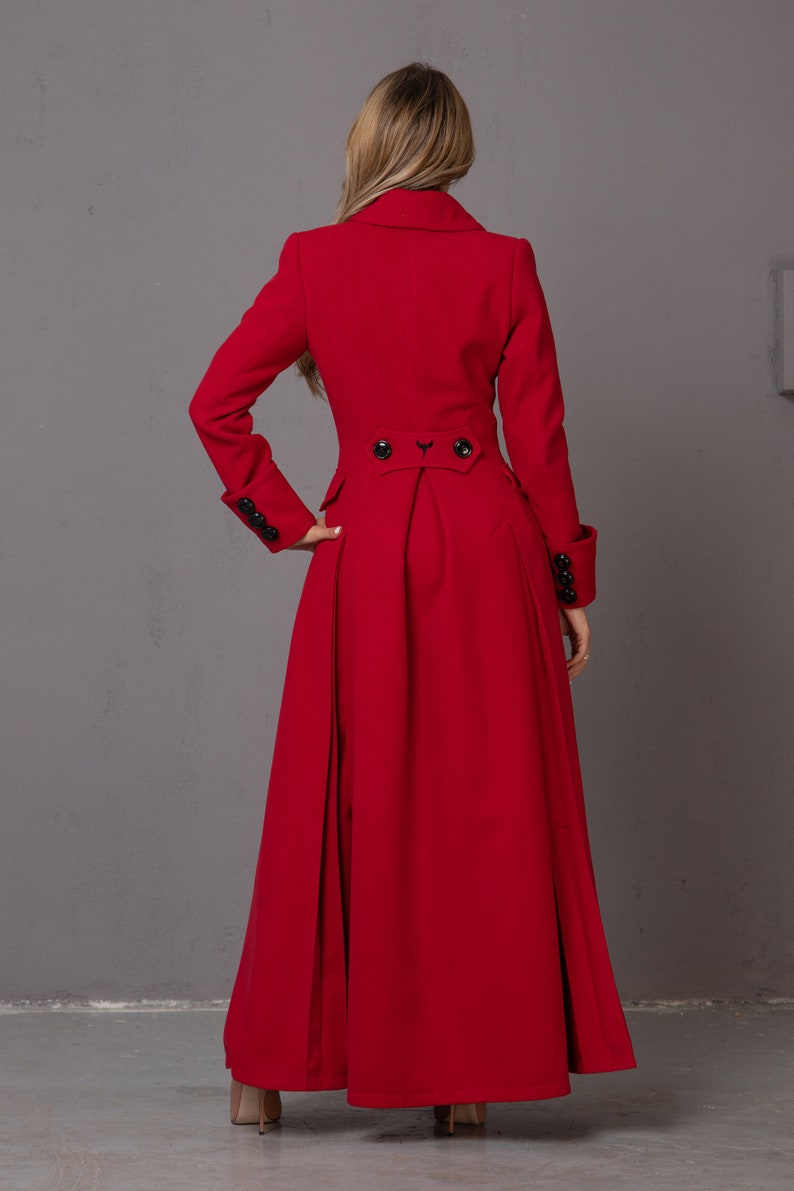 Unique Full Length Coat With Buttons, Edwardian Walking Maxi Overcoat ...