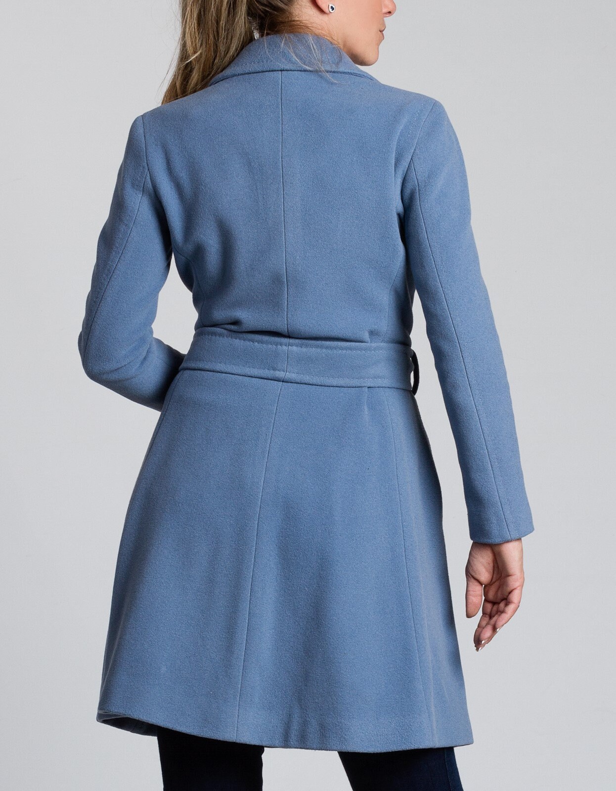 Blue Coat, Cashmere Wool Coat, Elegant Knee Length Coat, Women Overcoat ...