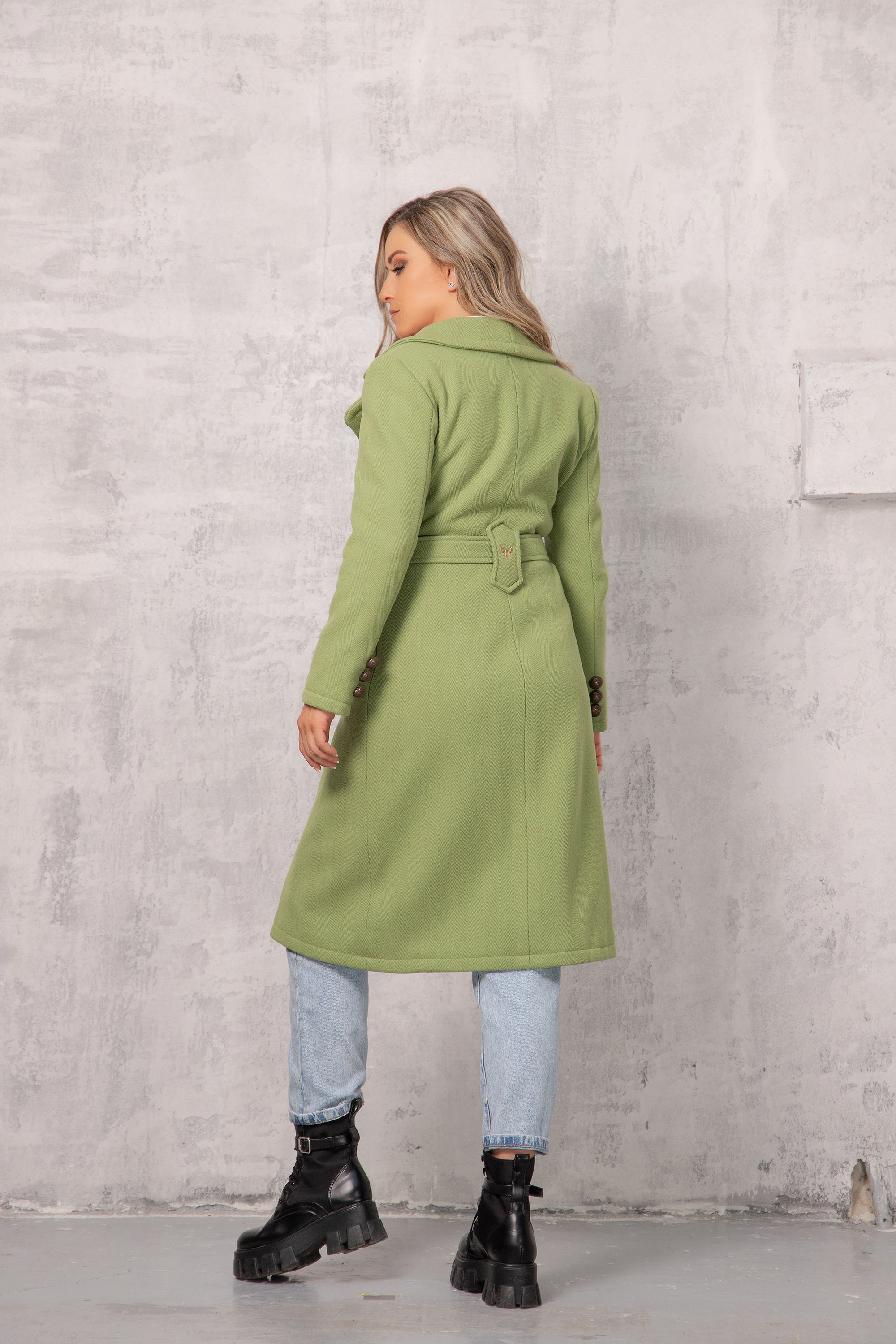 Belted Wool Coat in Green, Long Women Coat, Cashmere Coat, Plus Size ...