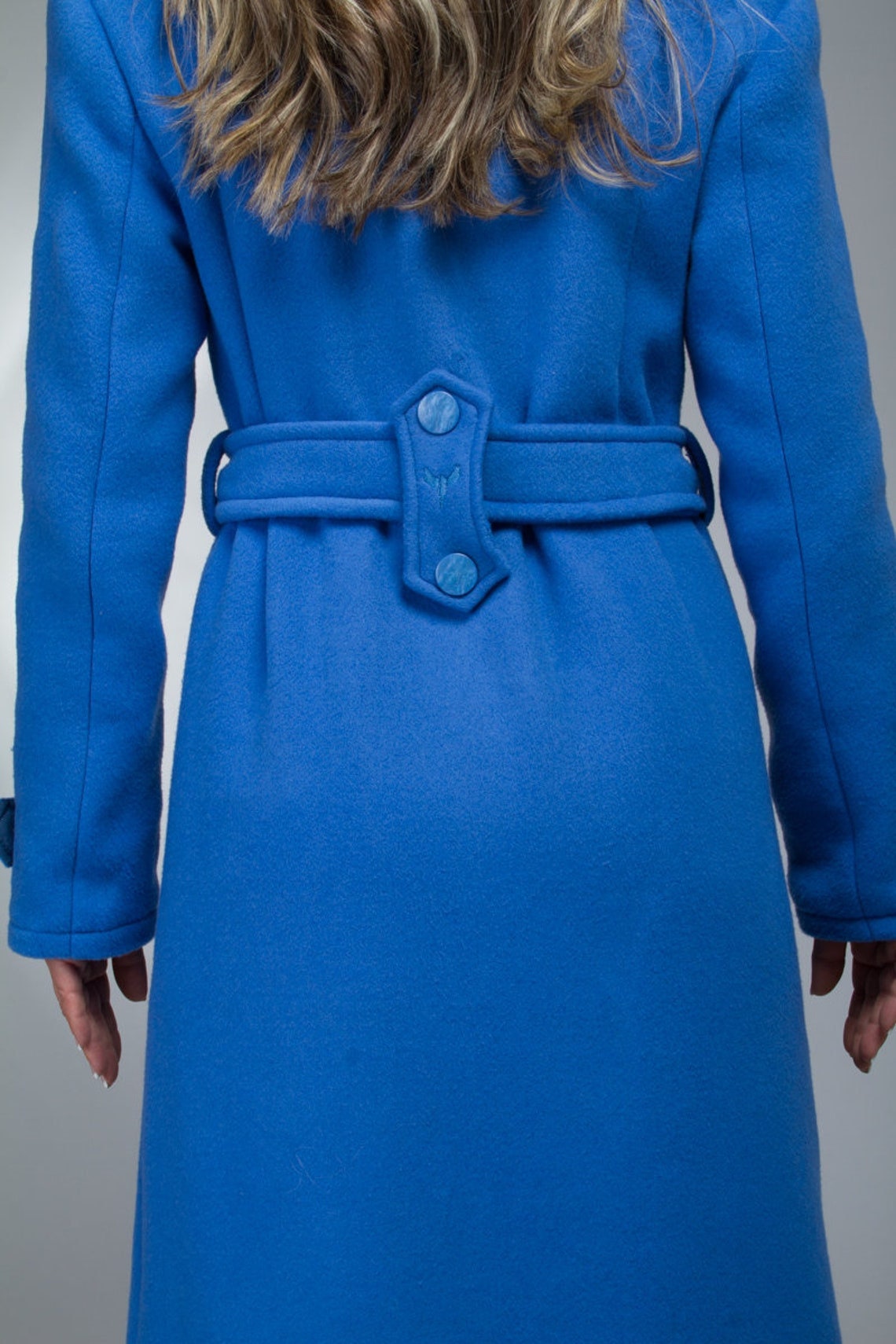 Royal Blue Coat Cashmere Coat With Belt Lapel Coat in Blue | Etsy
