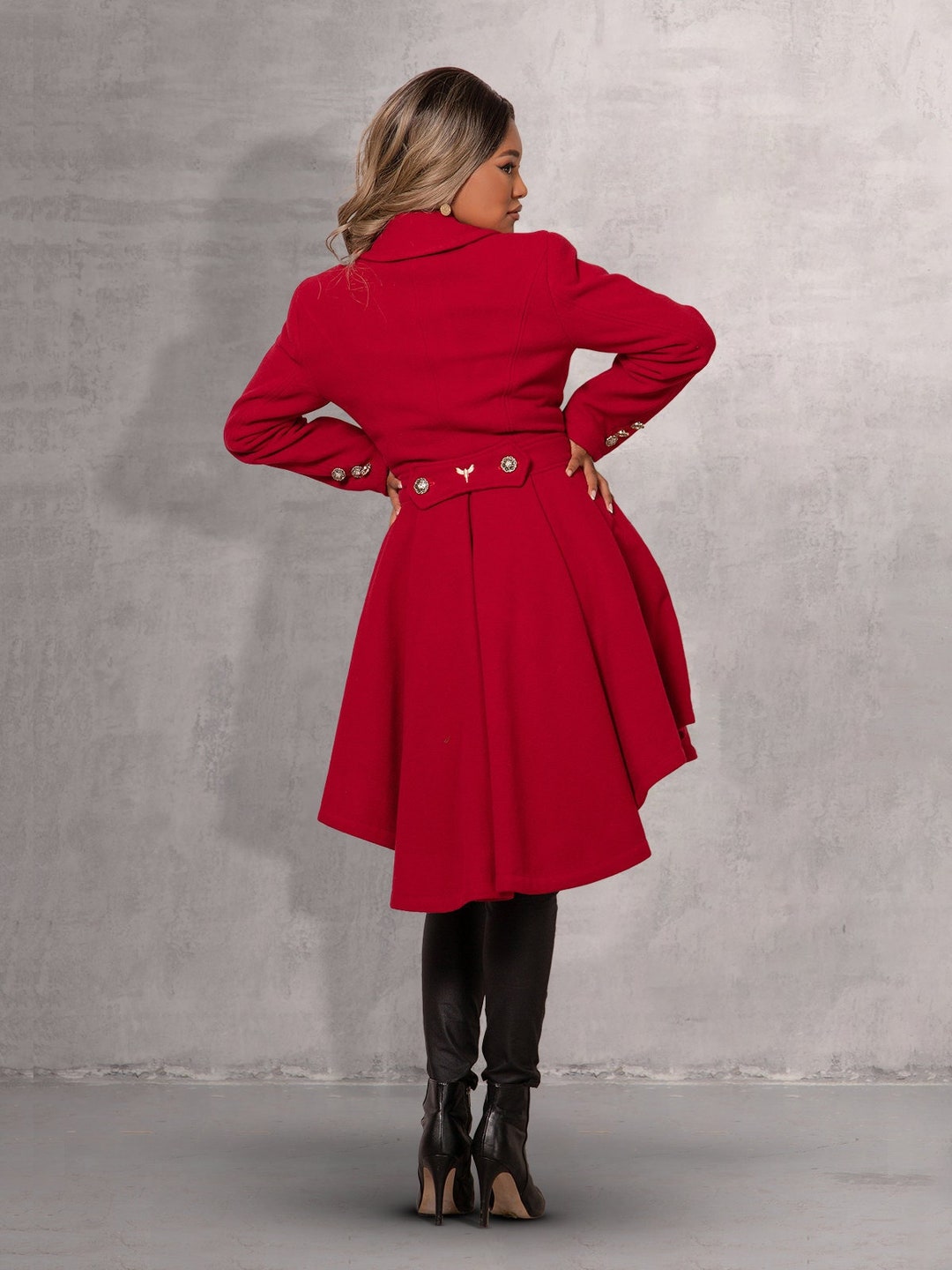 Princess Coat, Winter Coat, Red Coat, Asymmetric Coat, Skirted Coat ...