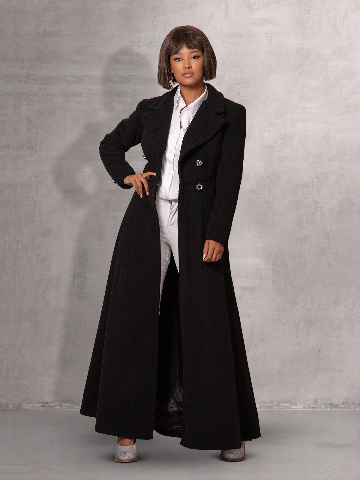 Luxurious Wool Maxi Coat Fit and Flare Overcoat With - Etsy